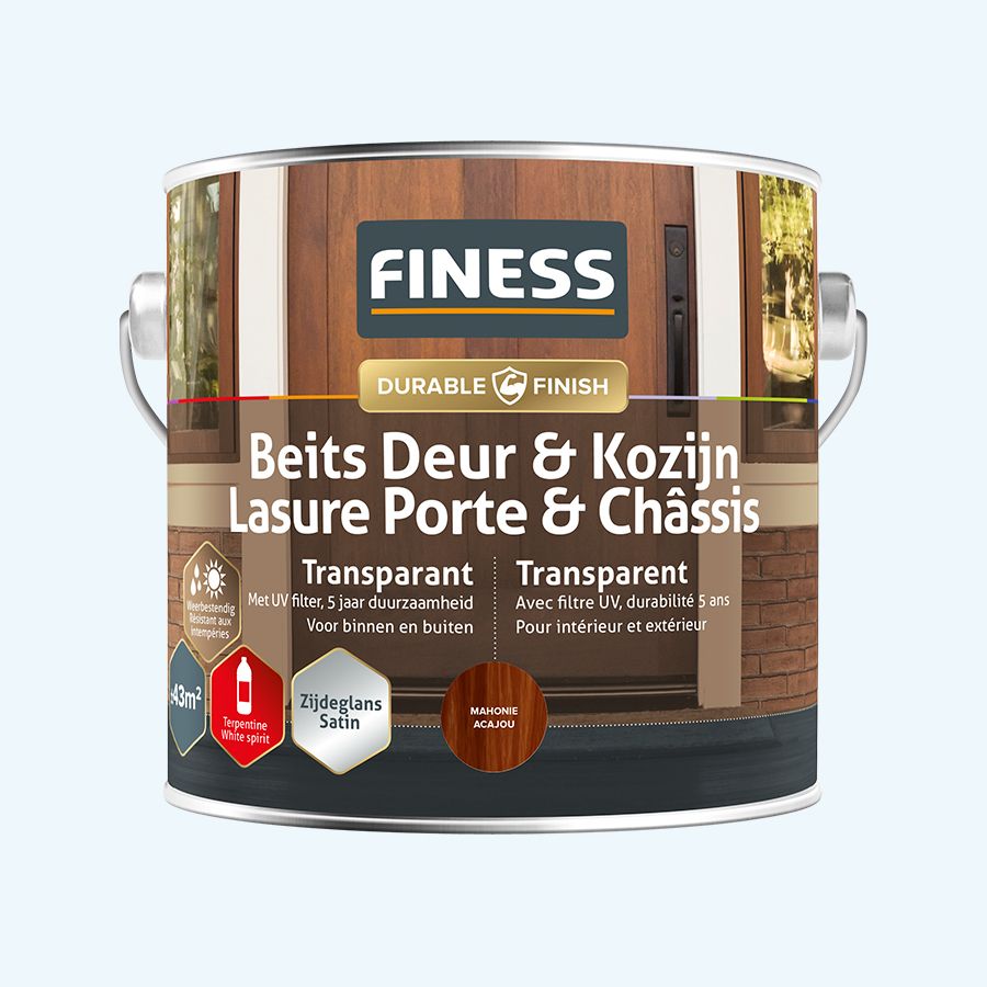 FINESS Beits Deur & Kozijn transparant zijdeglans 2,5 L Mahonie